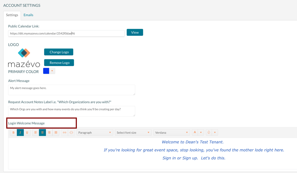 Customizing the Sign In Page in Mazévo